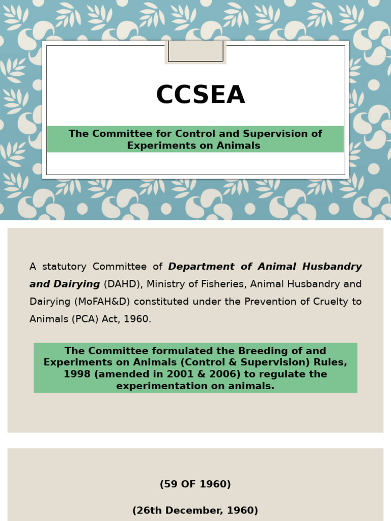 CPCSEA | PDF | Experiment | Animal Testing