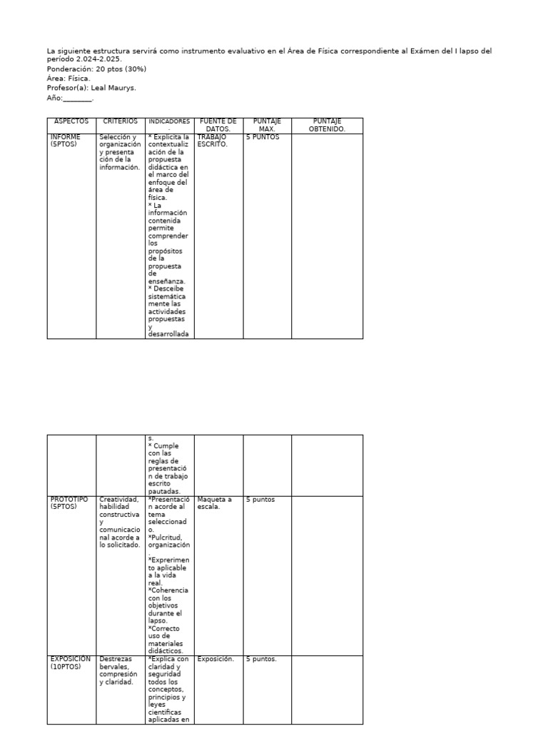 Exámen de Lapso de Física | PDF | Aprendizaje