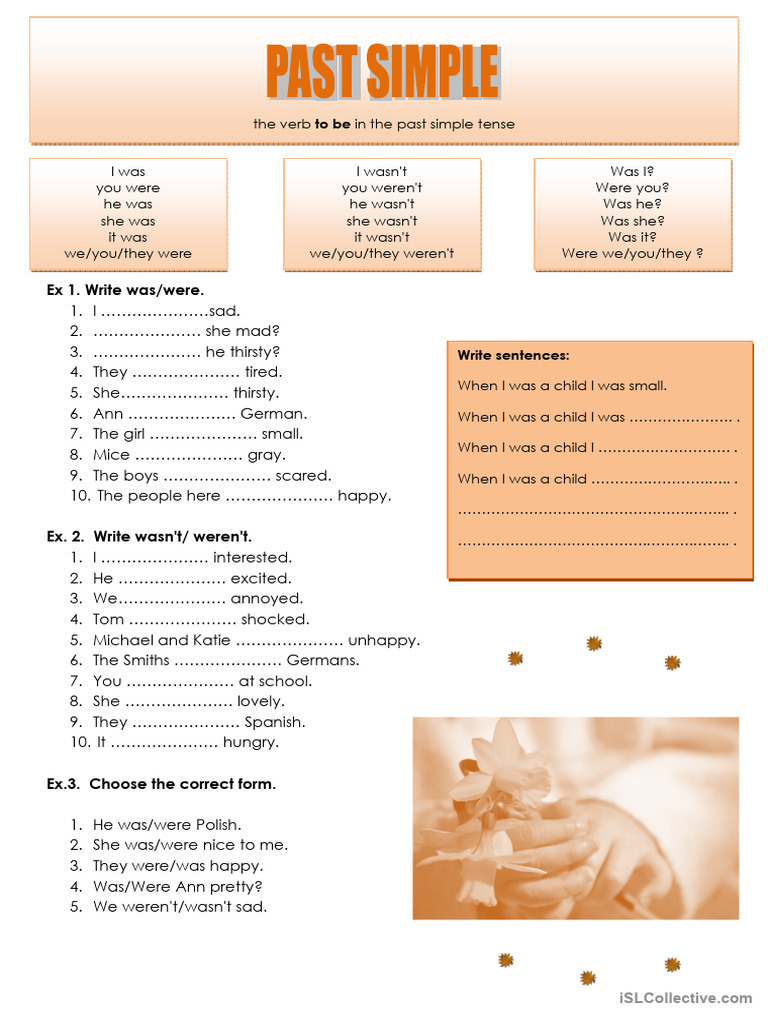 Past Simple Tense of "To Be" Exercises | PDF