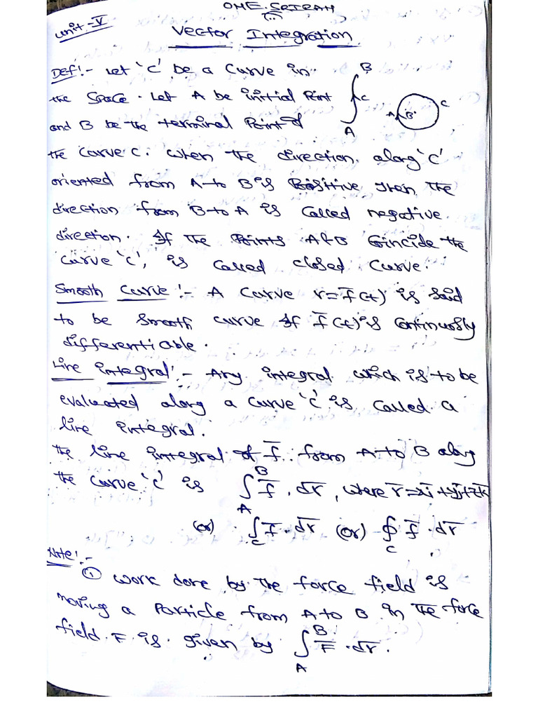 TVC Unit-5 (Vector Integration) | PDF