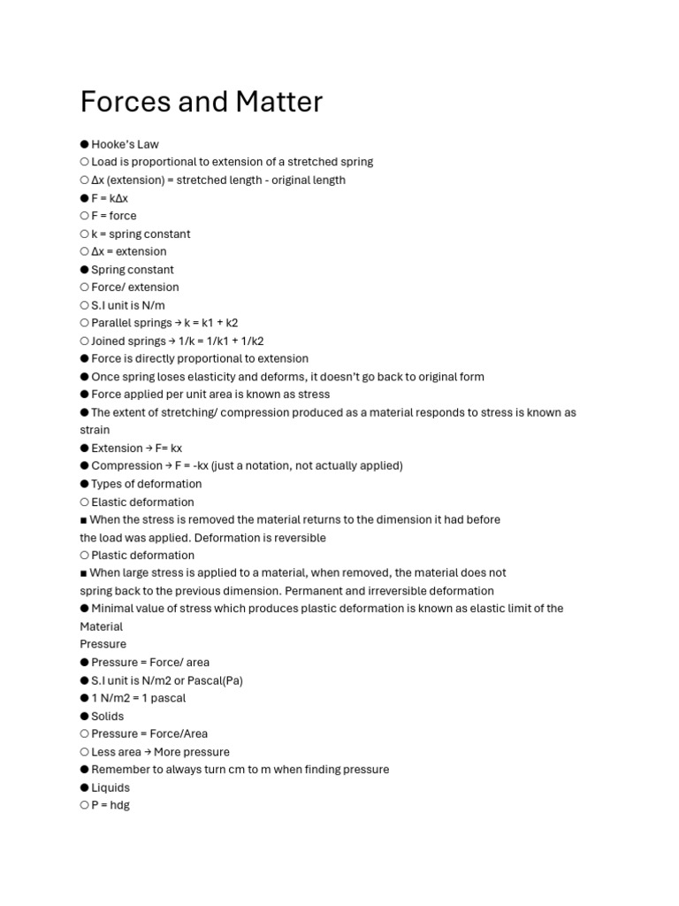 Forces and Matter | PDF | Pressure | Deformation (Engineering)