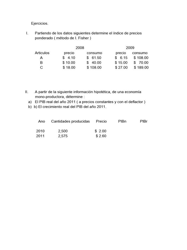 Cálculo de Índices de Precios y PIB | PDF