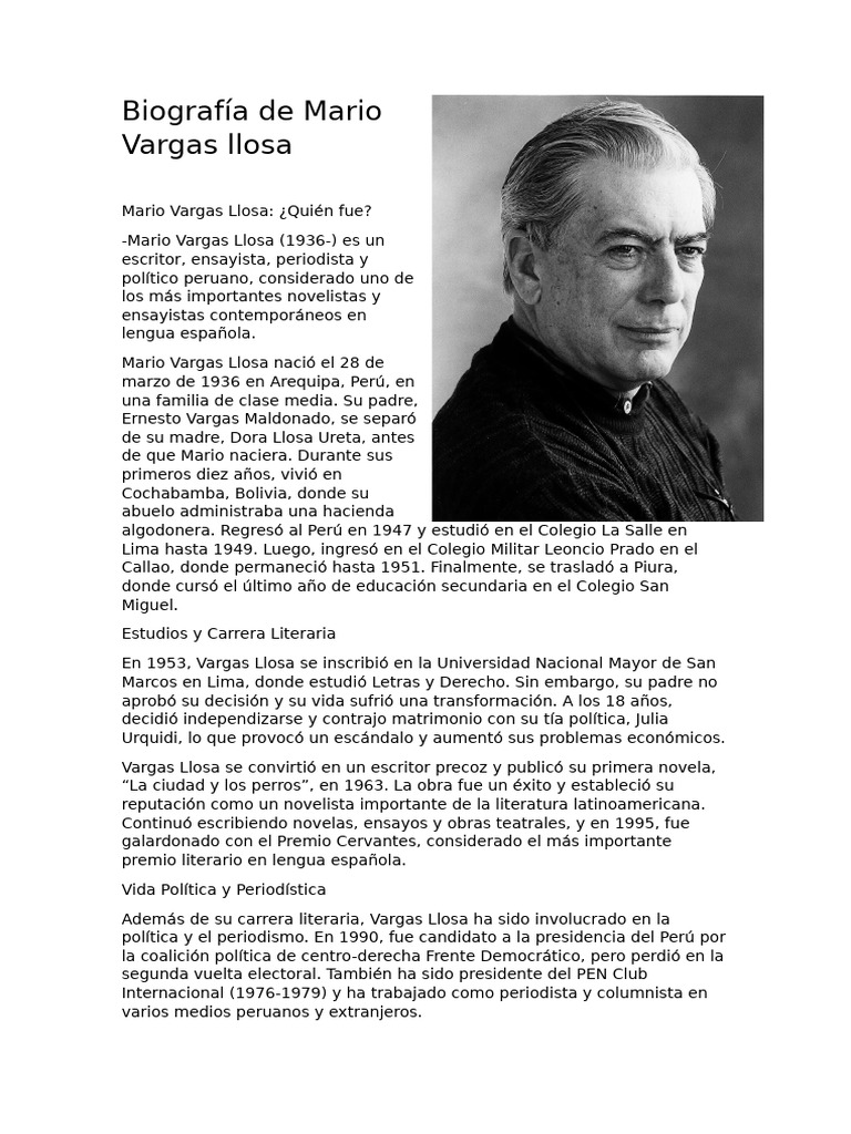 Vida y Obra de Vargas Llosa | PDF