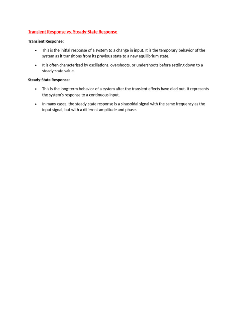 Transient Vs Steady State Response | PDF