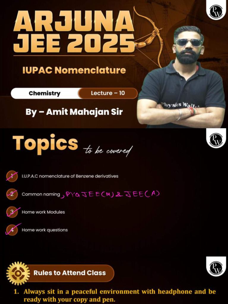 IUPAC Nomenclature 10 - Class Notes - Arjuna JEE 2025 | PDF