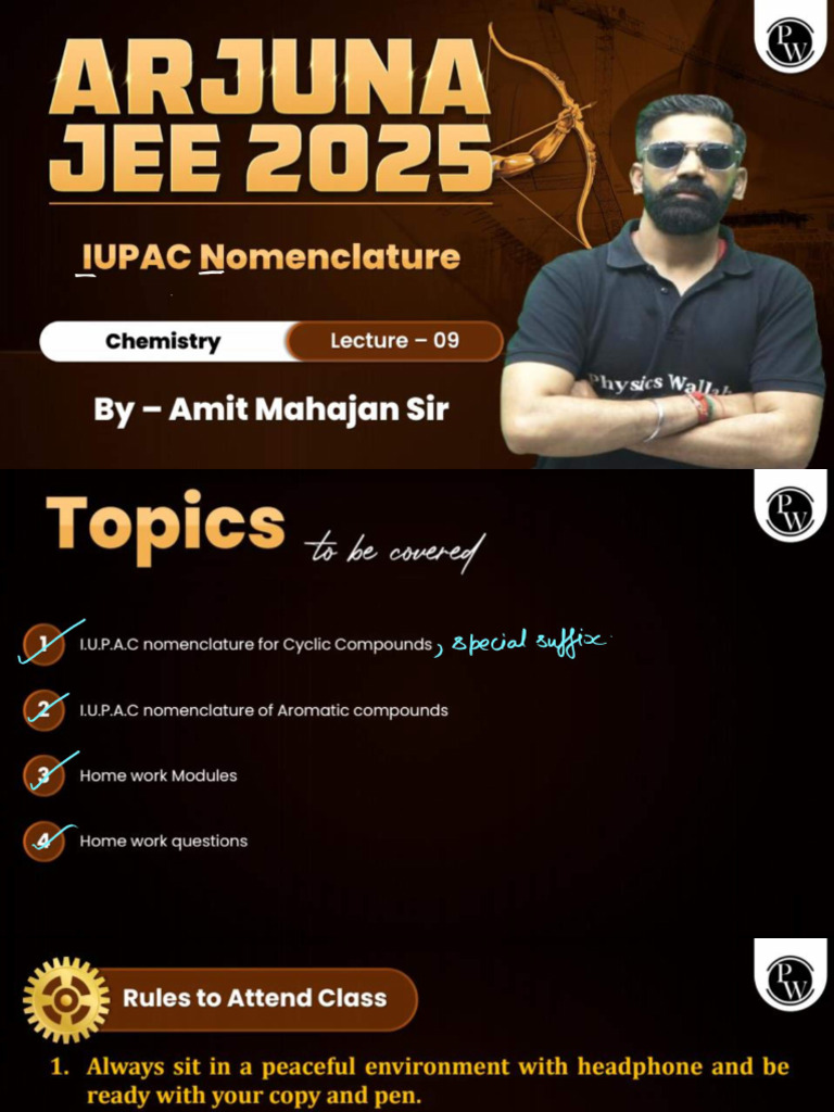 IUPAC Nomenclature 09 - Class Notes - Arjuna JEE 2025 PDF | PDF