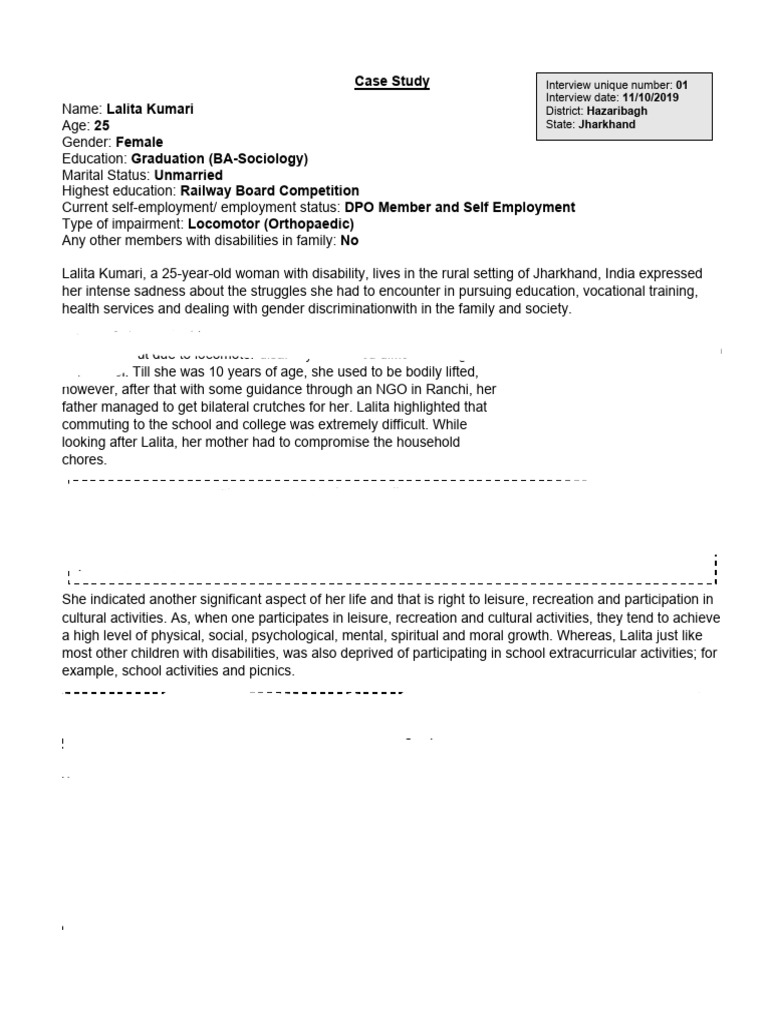 Case Study-Lalita Kumari | PDF | Disability | Social Psychology