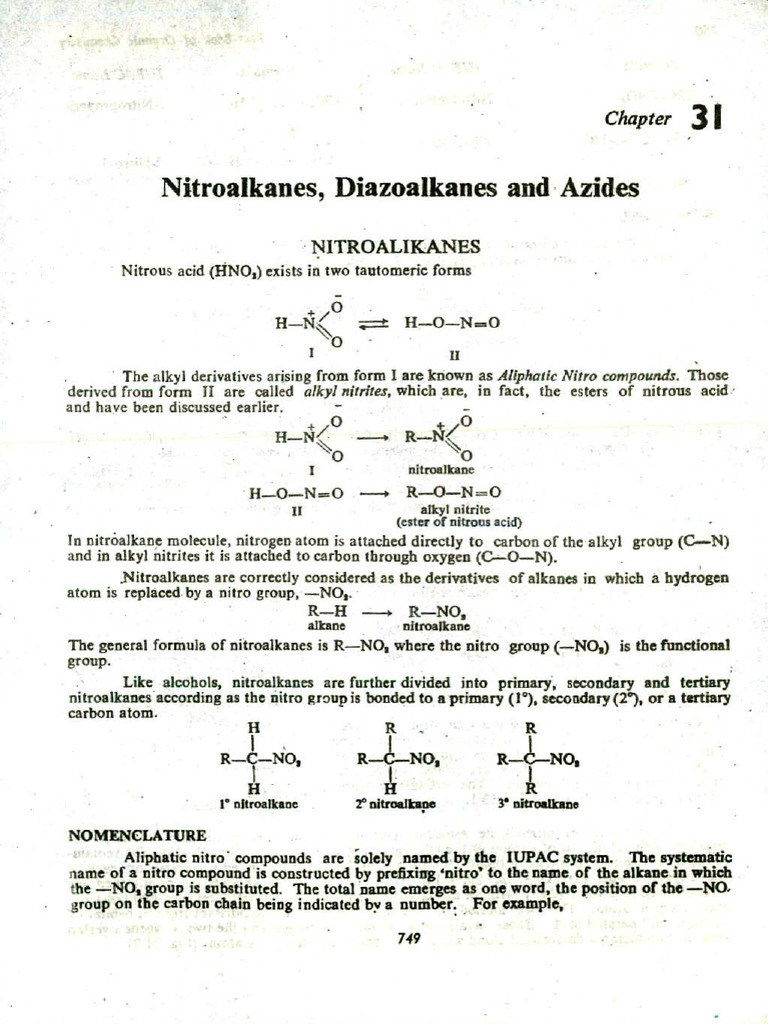 Aliphatic Nitro Compounds | PDF | Alkane | Nitrite