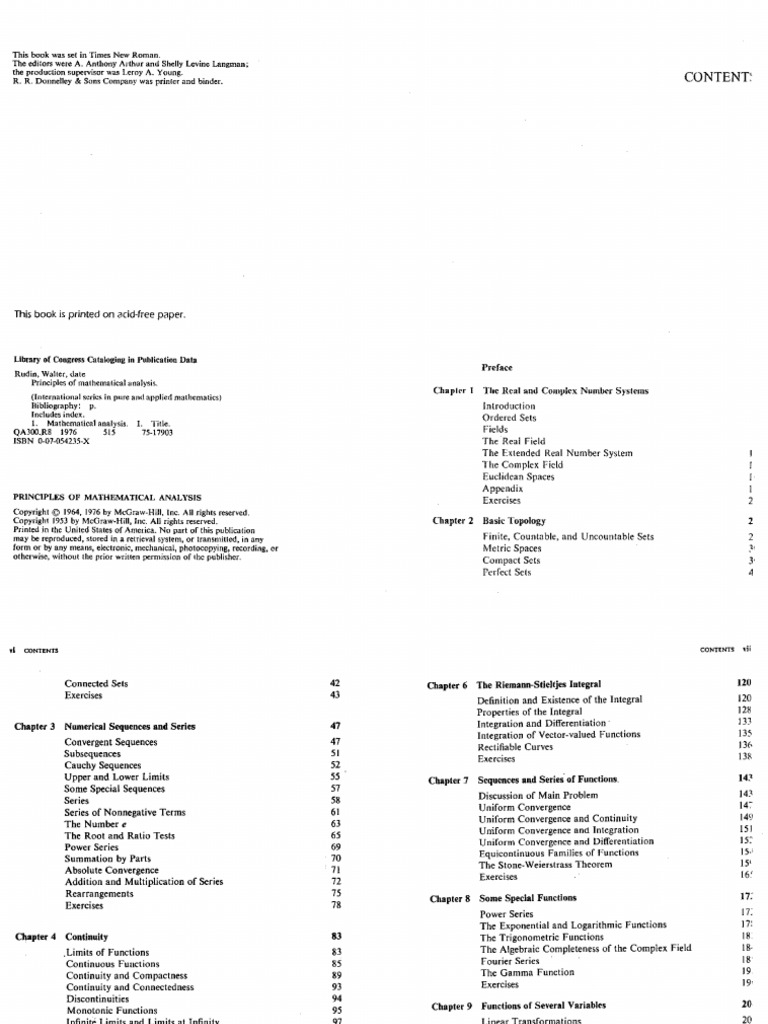 Rudin - Principles of Mathematical Analysis | PDF