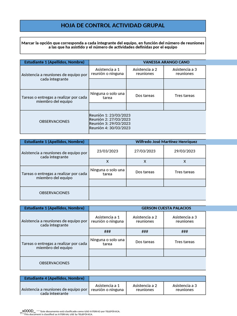 Hoja de Control | PDF