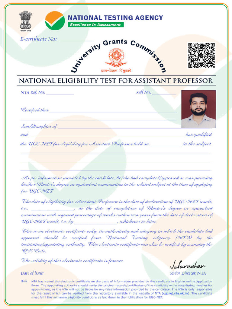 Net Ugc Certificate | PDF