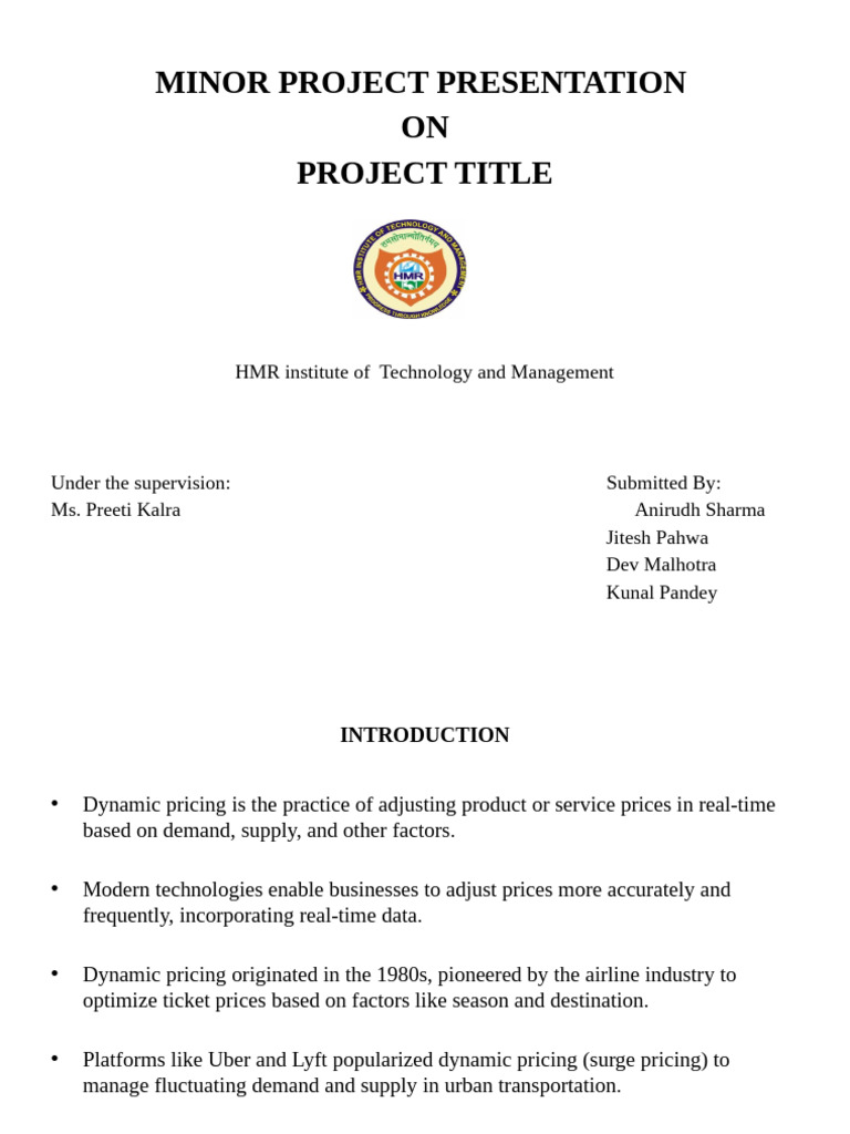 Major Project PPT Format | PDF | Pricing | Machine Learning