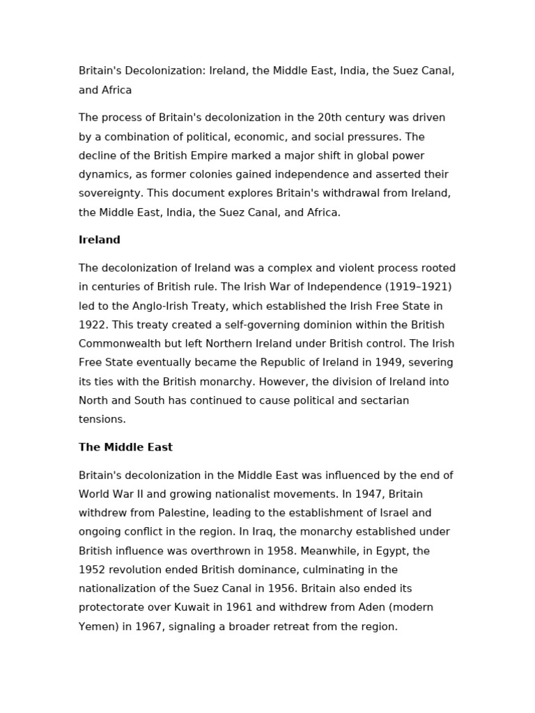 Postwar Britain and British Decolonization Notes | PDF | British Empire ...