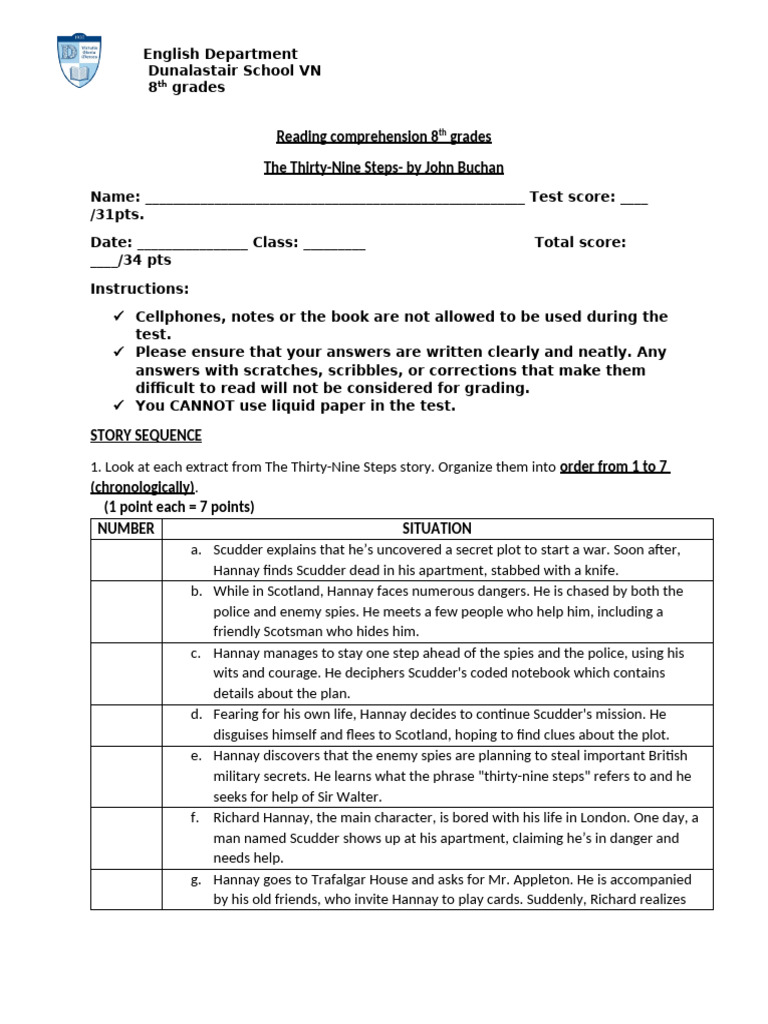 The Thirty Nine Steps Test | PDF | The Thirty Nine Steps