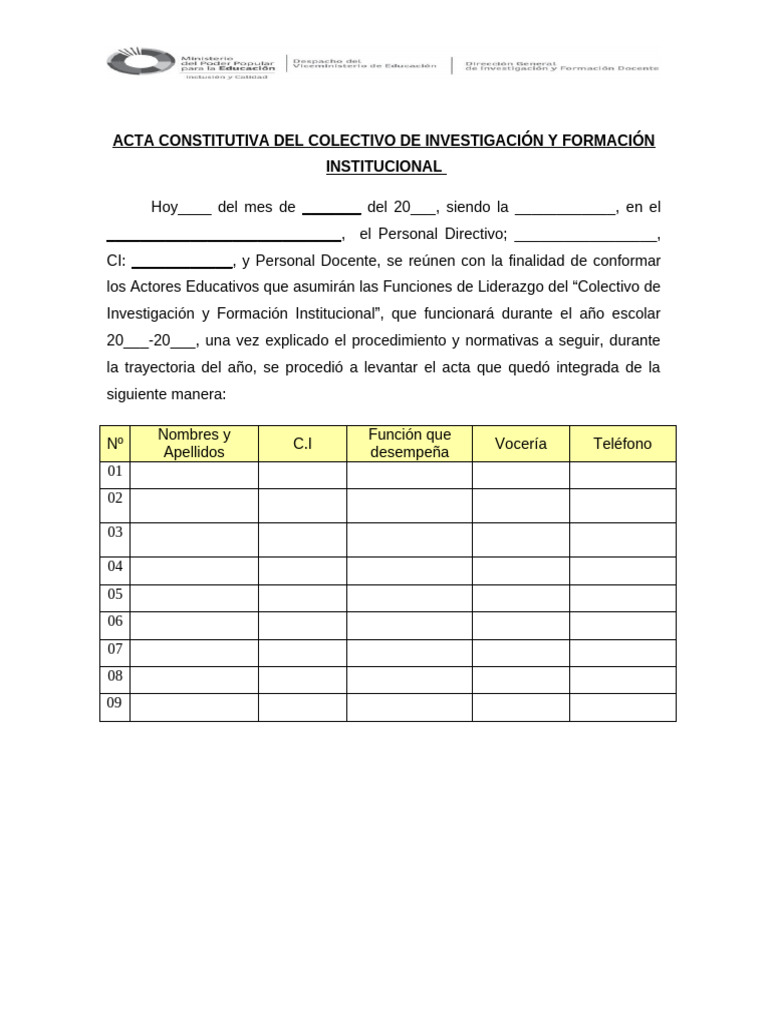 Acta Constitutiva Del Colectivo Institucional 2024-2025 | PDF