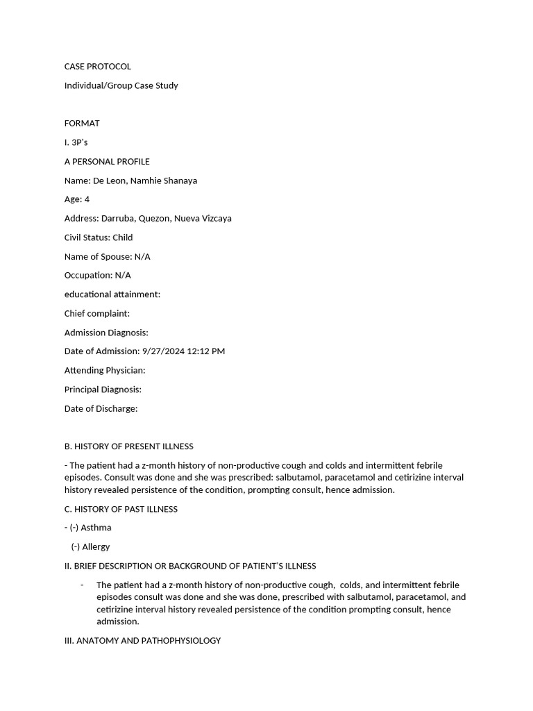 CASE PROTOCOL | PDF | Medical Diagnosis | Nursing