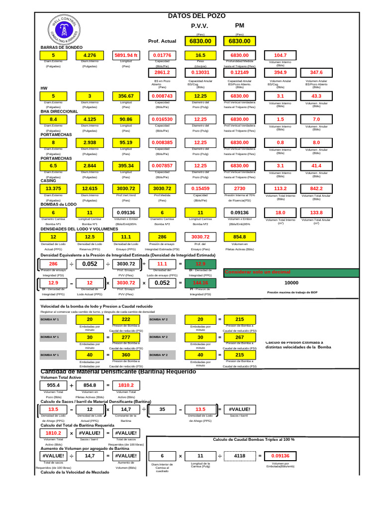 Planilla Ahogo WCCS | PDF | Presión | Metrología