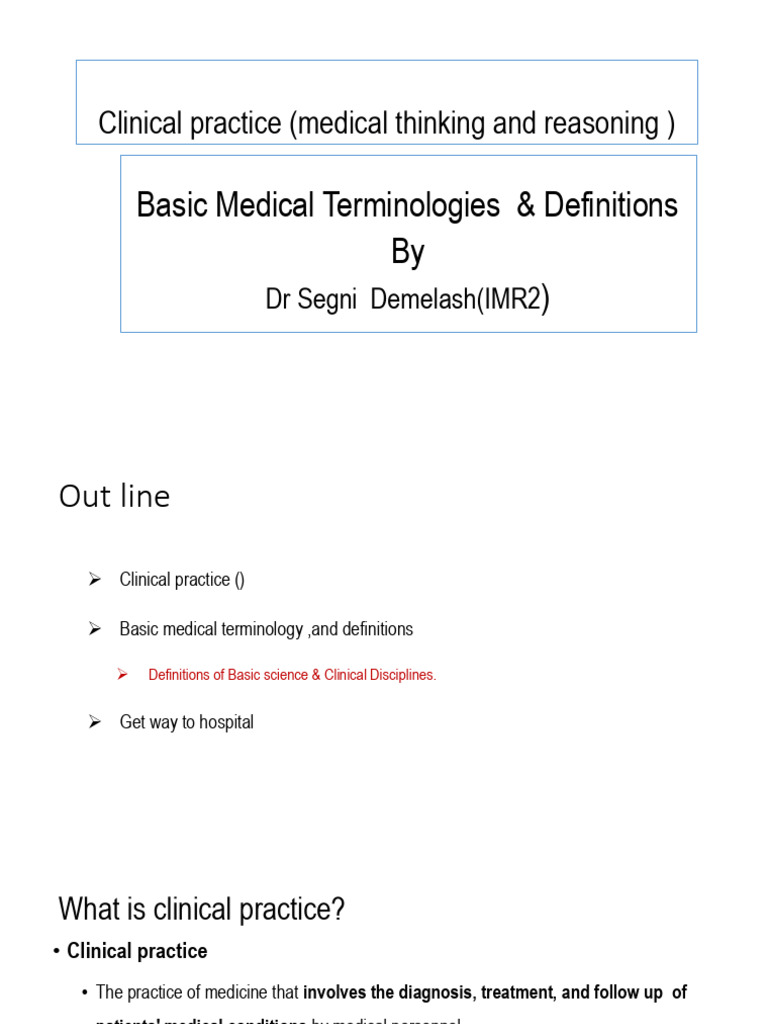 Introduction To Clinical Practice (Terminology) FINAL | PDF | Hospital ...