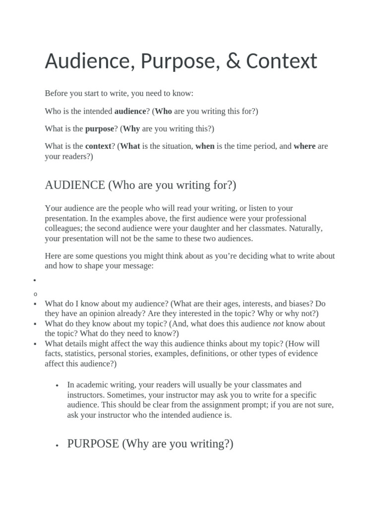 HAMAD Aliaudience, Purpose and Context | PDF | Nonverbal Communication ...