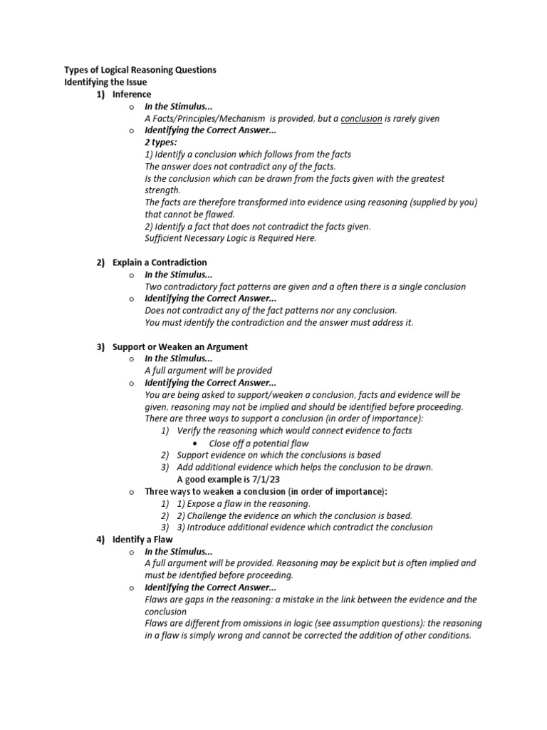 Types of Logical Reasoning Questions | PDF | Argument | Reason