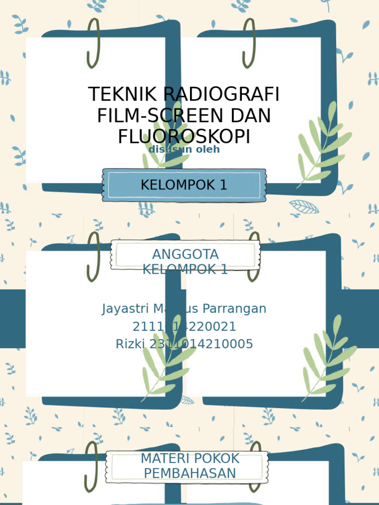 Teknik Radiografi Film-Screen Dan Fluoroskopi - Jayastri Markus ...