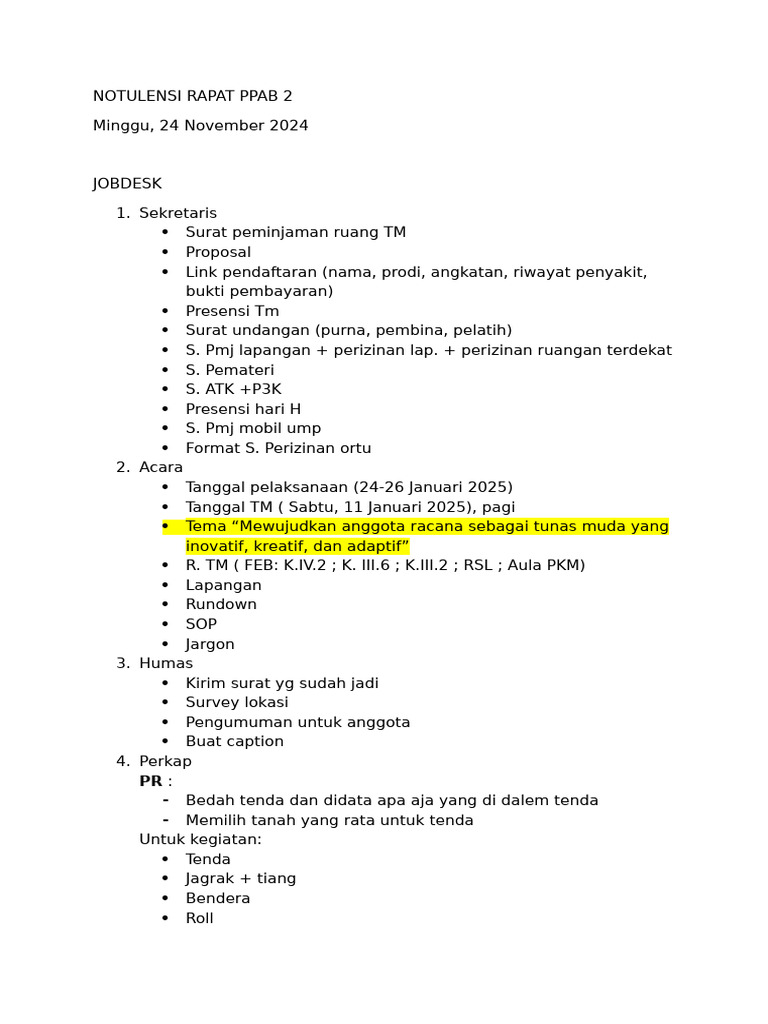 Notulensi Rapat 2 PPAB | PDF