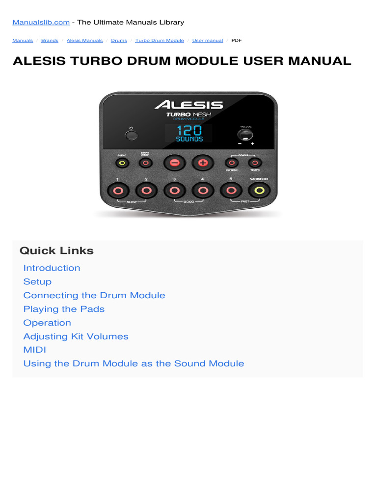 Alesis Turbo Manual | PDF | Drum Kit | Tempo