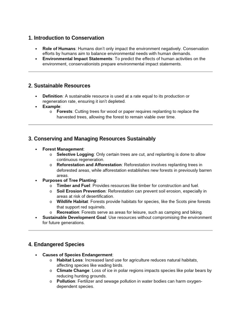 Conservation Notes | PDF | Conservation Biology | Forests