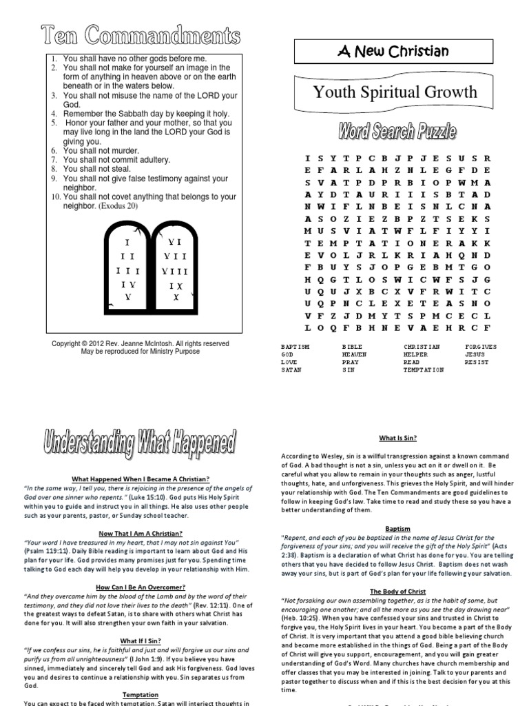 The New Christian Spiritual Growth Handout | PDF | Sin | Baptism