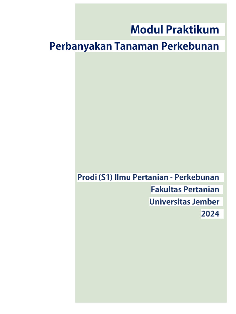 Modul Praktikum Perbanyakan Tanaman Perkebunan | PDF
