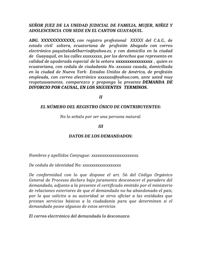 Modelo de Demanda de Divorcio Contencioso | PDF | Divorcio | Demanda ... Modelo de Demanda de Divorcio Contencioso | PDF | Divorcio | Demanda ...