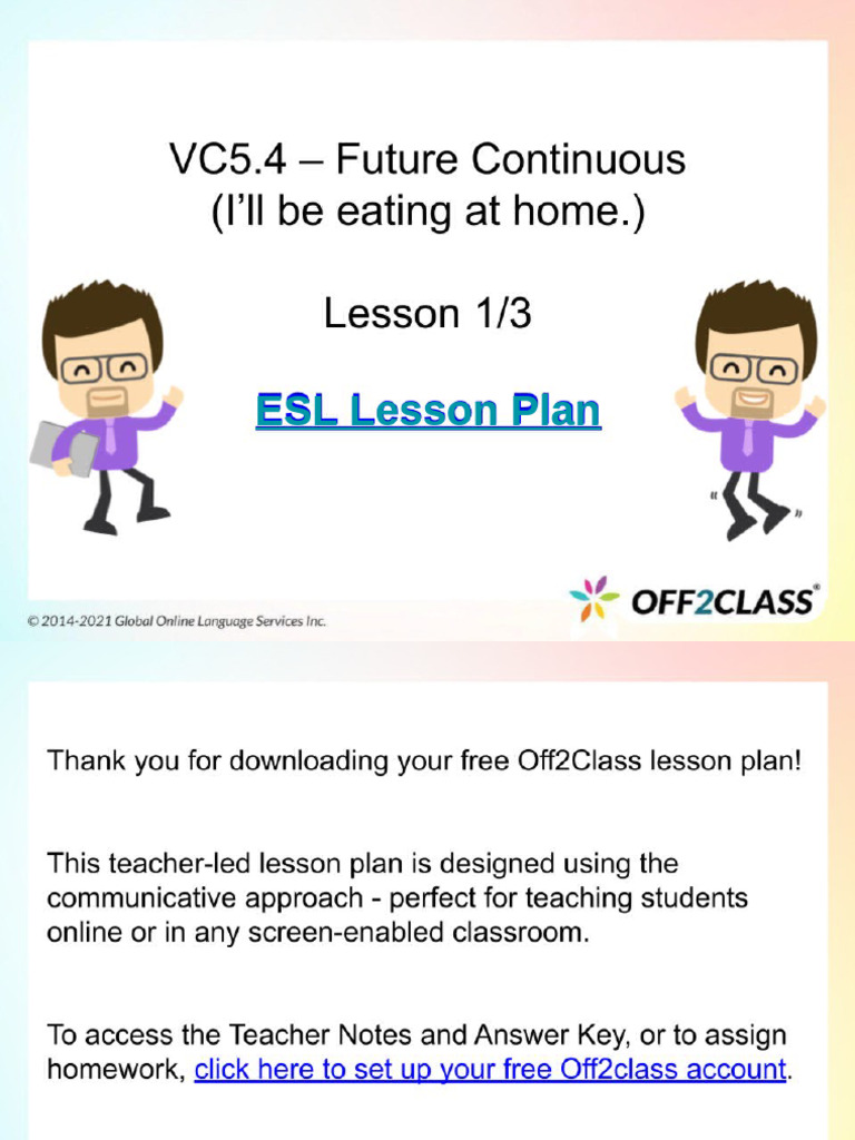 Teach The Future Continuous Free Esl Lesson Plan 144153 | PDF