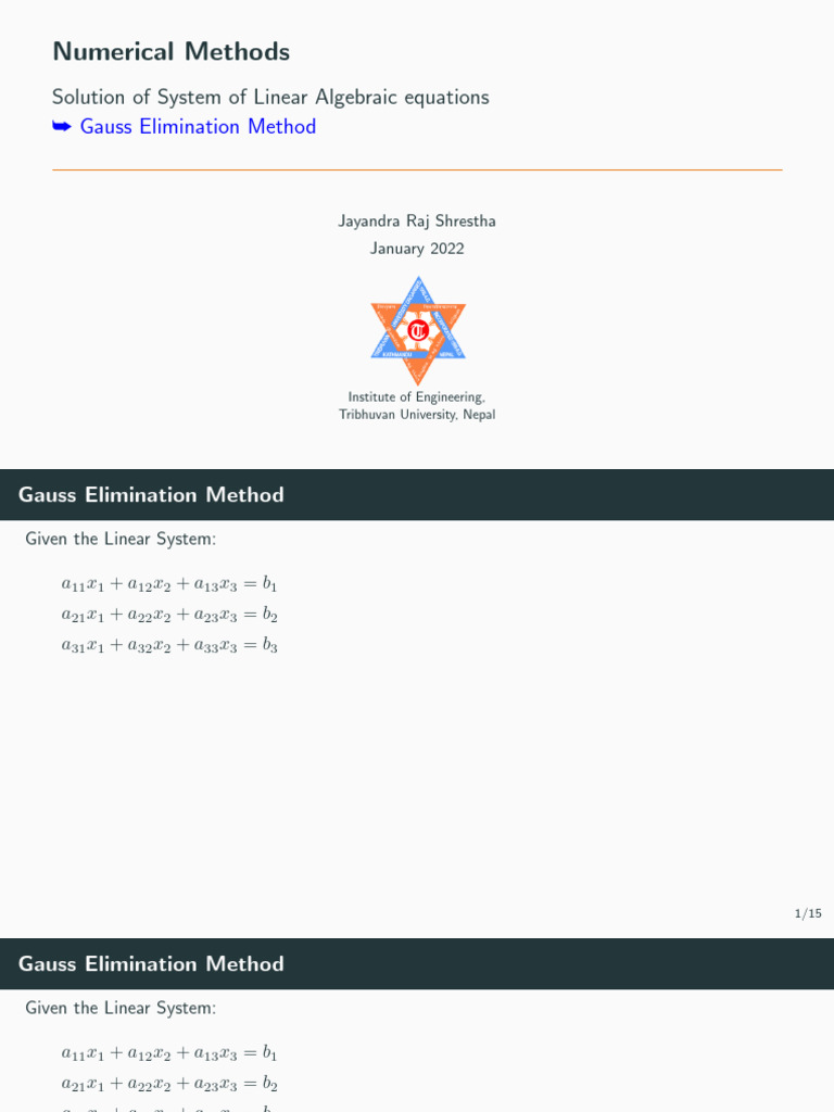 3.2 GaussElimination+Pivoting | PDF | System Of Linear Equations | Matrix (Mathematics)