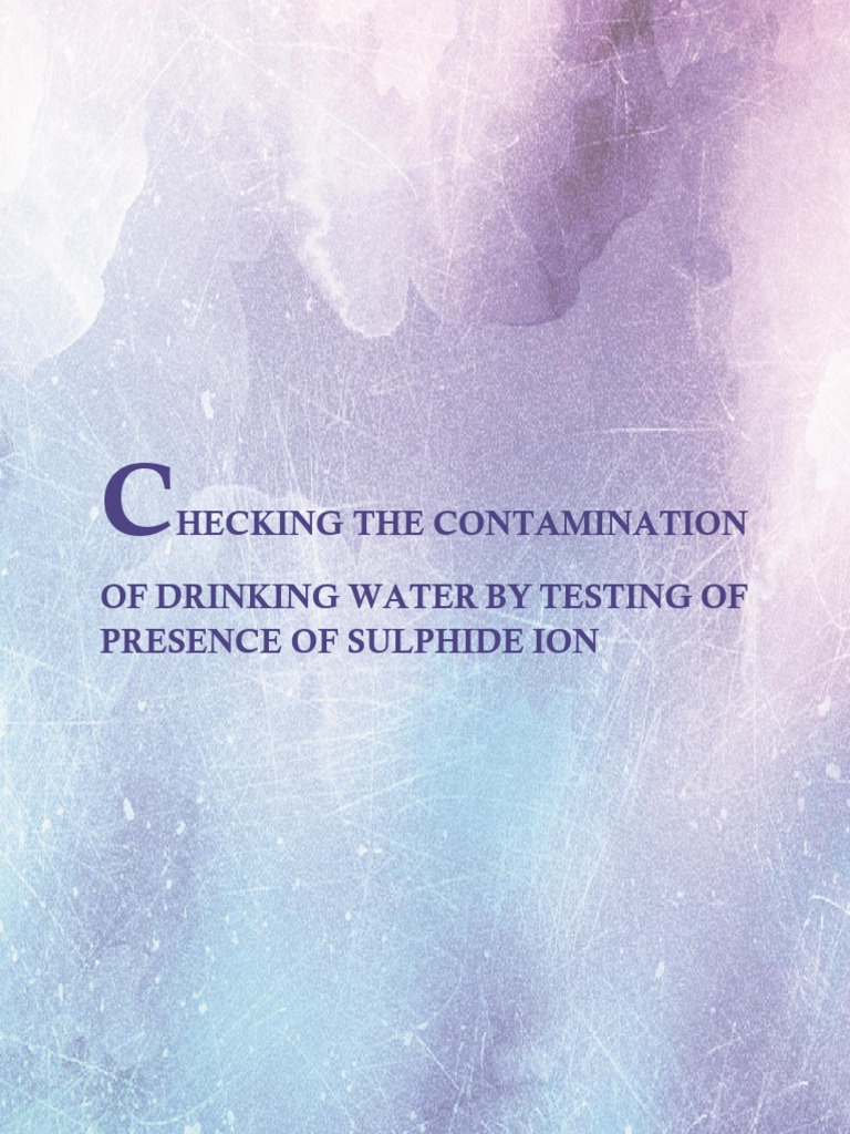 Checking The Contamination of Drinking Water by Testing of Presence of ...