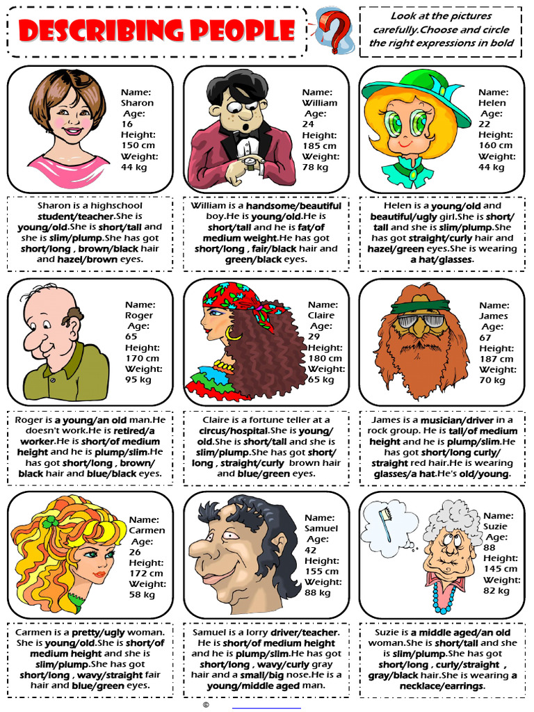 Describing People Physical Appearance Worksheet | PDF | Clothing ...