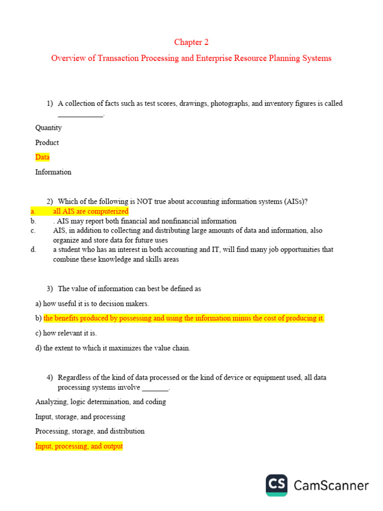 Chapter 2 Overview of Transaction Processing and Enterprise Resource ...
