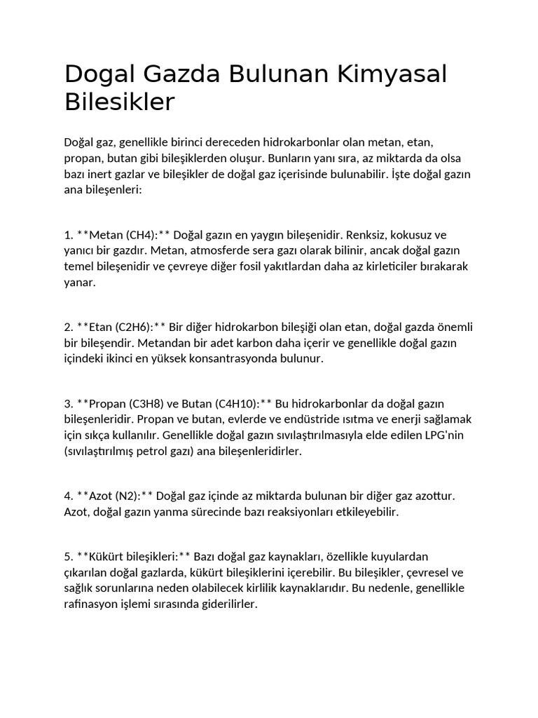 Dogal Gazda Bulunan Kimyasal Bilesikler | PDF