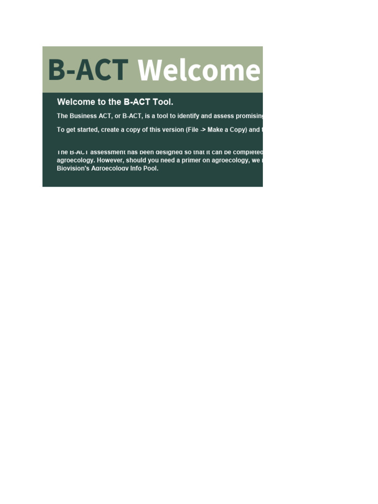 B-ACT Tool - Adapted BP Screening | PDF | Agriculture | Ecological ...