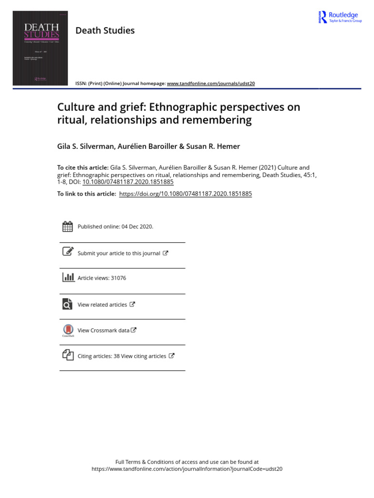Culture and Grief Ethnographic Perspectives On Ritual Relationships and ...