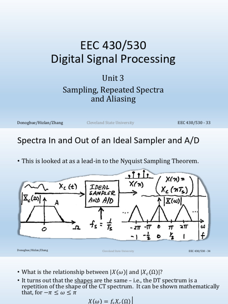 Unit 3 - Sampling, Repeated Spectra and Aliasing | PDF | Sampling ...