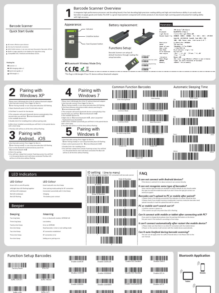 KF-One Bluetooth Barcode Scanner | PDF | Barcode | Bluetooth