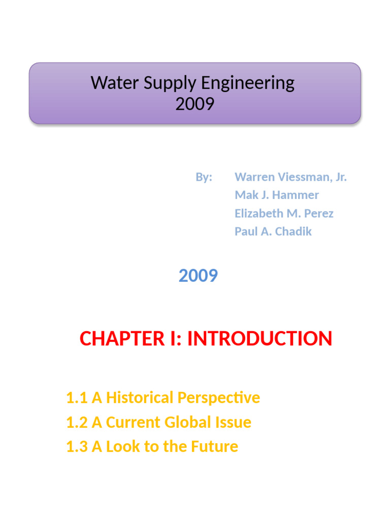 Water Supply Engineering Chapter 1 Introduction Pdf Water