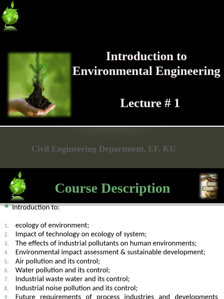 Environmental Engineering Lec 1 | PDF | Pollution | Natural Environment