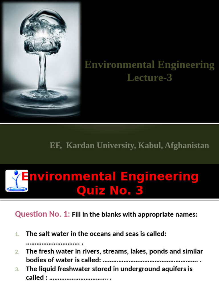 Environmental Engineering Lec 3 | PDF | Water Pollution | Water