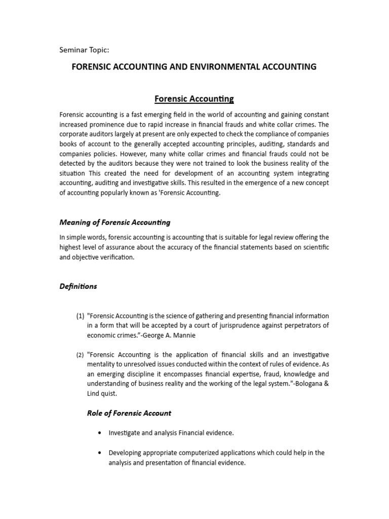 Forensic and Environmental Accounting | PDF | Accounting | Audit