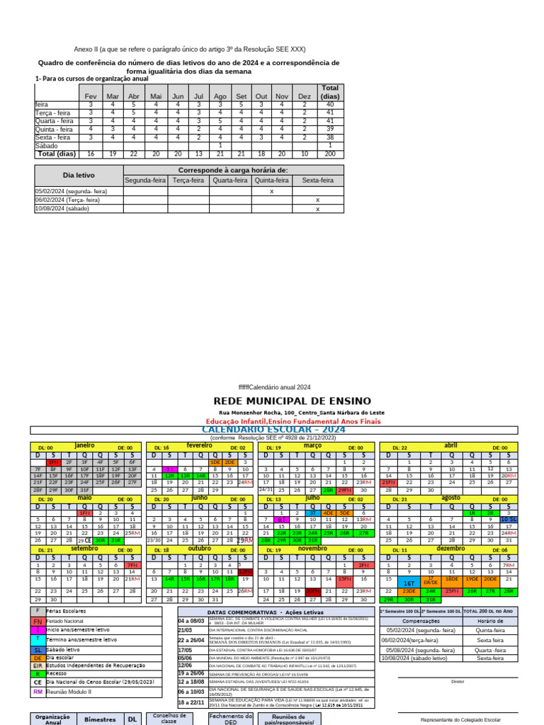 Planilhas Calendário 2024 e Crivos - GERAL | PDF