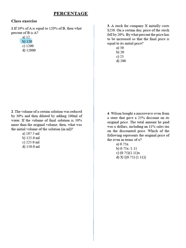 PERCENTAGE Unit | PDF | Bonds (Finance) | Prices