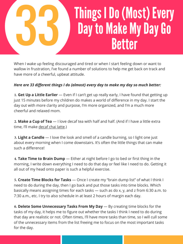 33 Things I Do Most Every Day 1 | PDF | Water