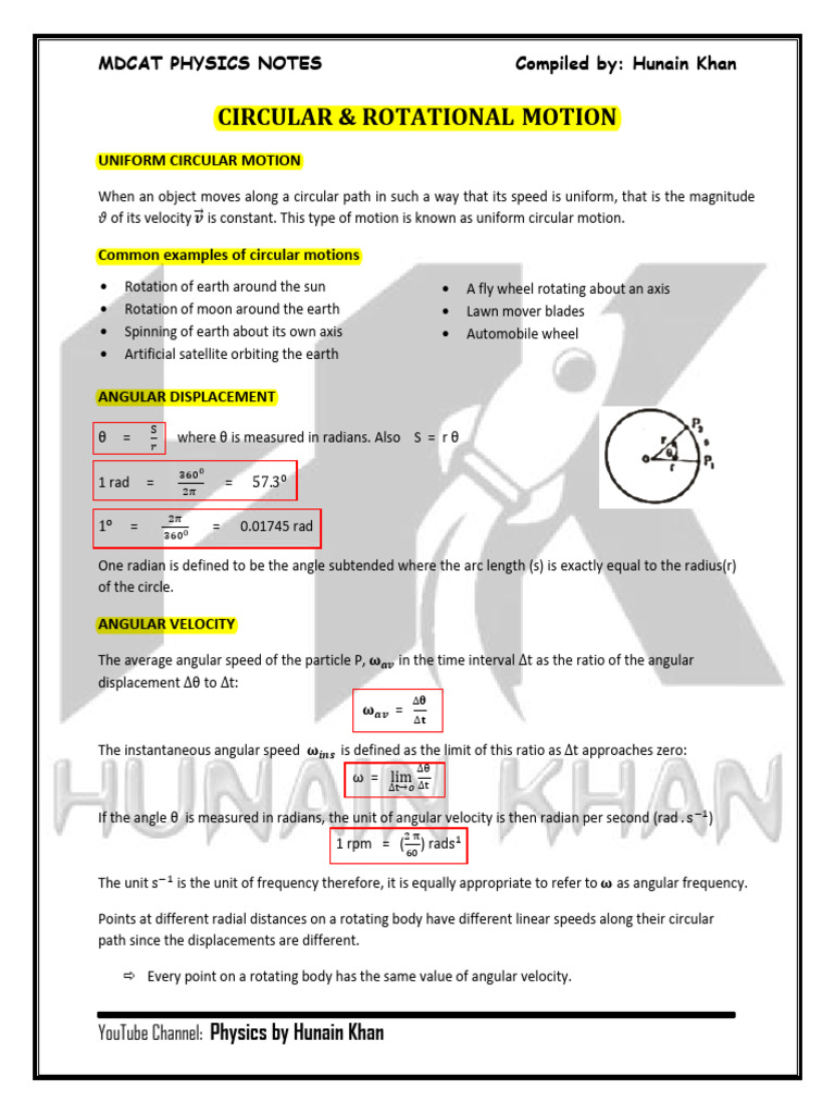 Sind MDCAT Circular & Rotational Motion - MDCAT Physics Notes by HK ...