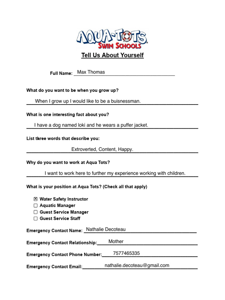 Tell Us About Yourself 2 | PDF